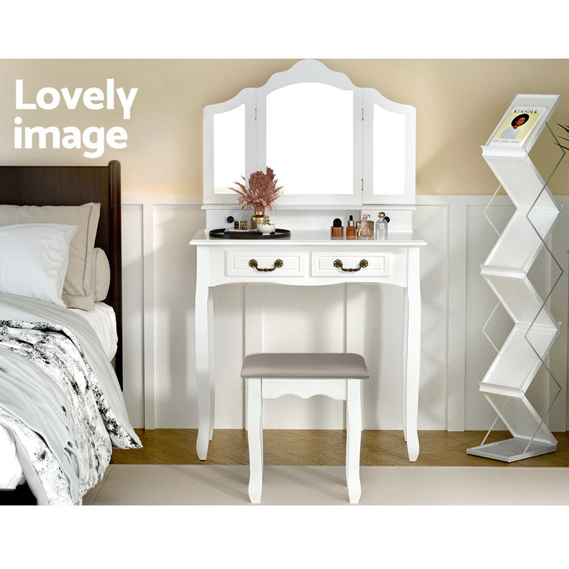 Dressing Table with Mirror - White – Factory Direct Shop