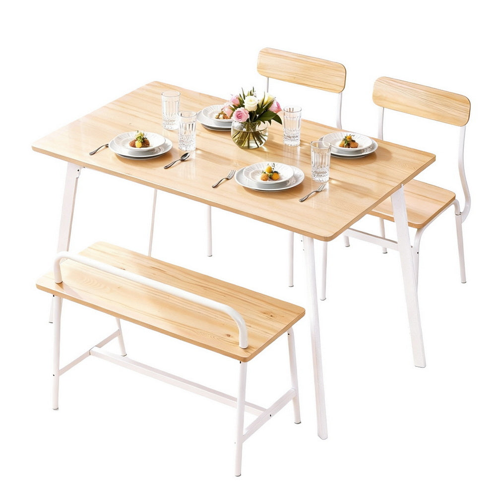 Artiss Dining Table and Chairs Set of 4 Bench Kitchen Furniture Natura ...
