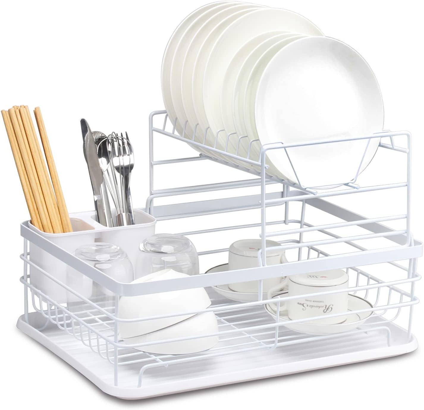 CARLA HOME 2-Tier Dish Drying Rack for Kitchen Counter with Removable ...