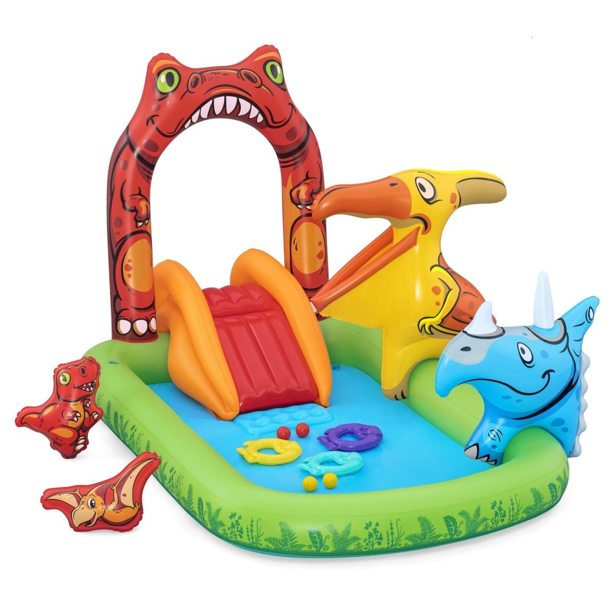 190L Jurassic Splash Water Play Centre, Bright Dinosaur Theme with Sli ...