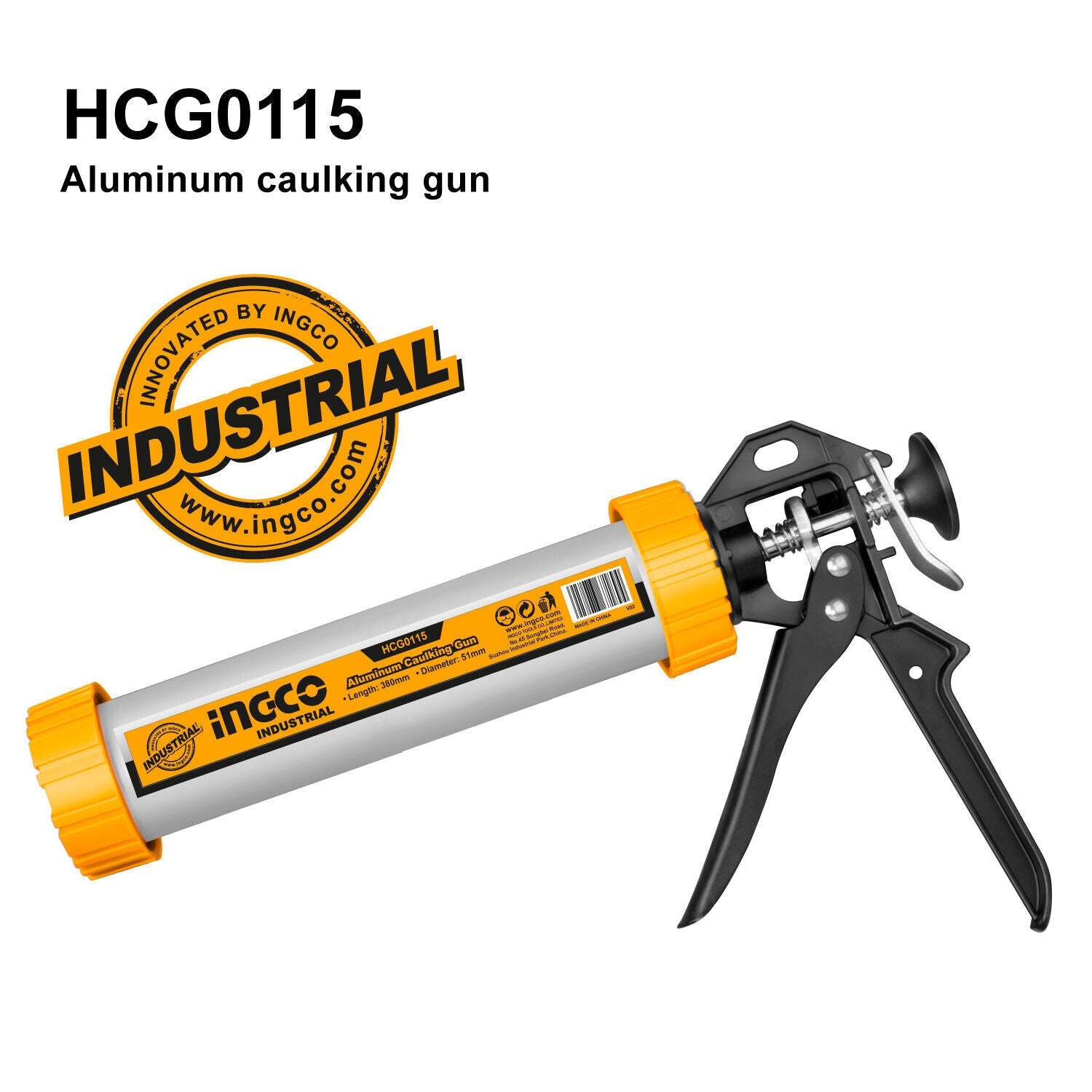 INGCO Aluminum Caluking Gun 9" Sausage Sealing Silicone Sealant Glue ...