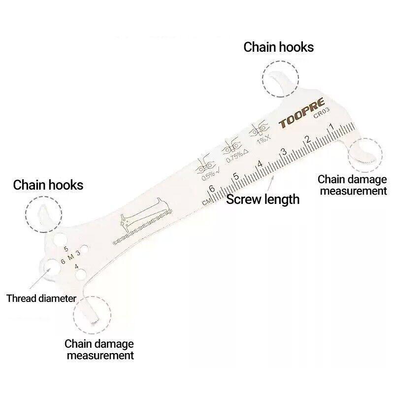 3 in 1 Bike Chain Wear Indicator Chain Hook Bolt Gauge Ruler Tool Stai ...