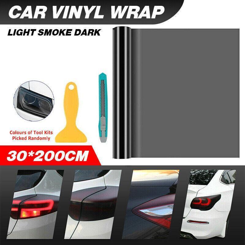 Light Smoke Black 2mx30cm Car Headlight Tint Wrap Tail Fog Light Vinyl ...