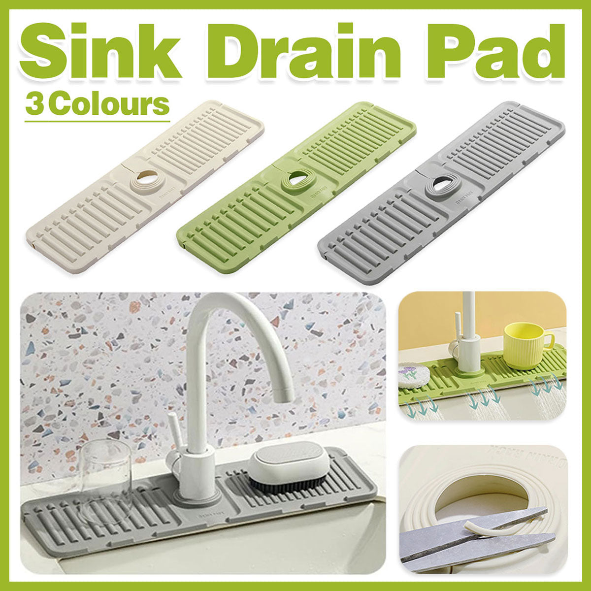 Faucet Draining Pad Narrow Sink Splash Guard Mat for Washbasin Water C ...