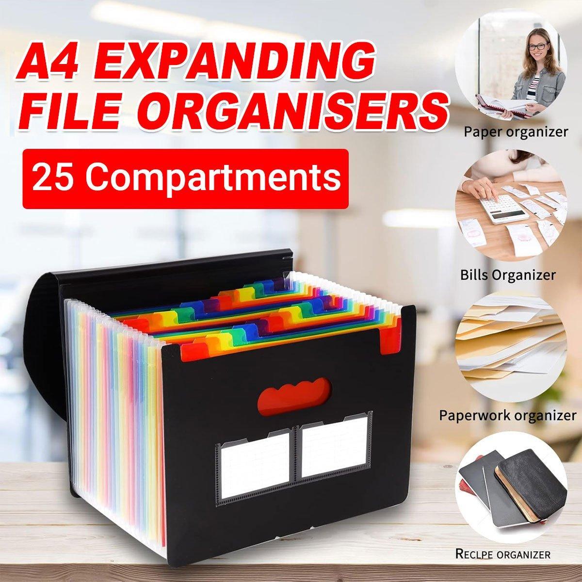 A4 Document Organiser 25 Compartments Multilayer Folder Office File St ...