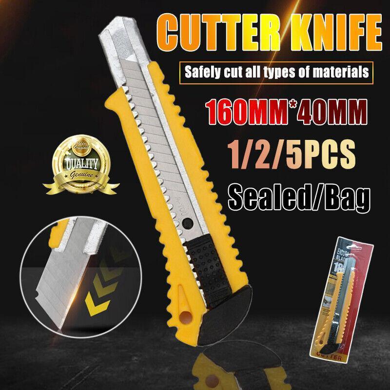 Heavy Duty Box Cutter Pack Snap Off Retractable Blade Long Last Hand C ...