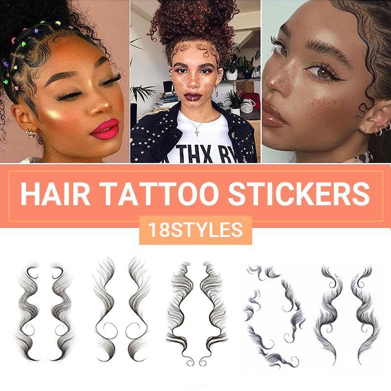 Hairline Edge Tattoo Stickers - Curly Fringe Decals for Women Styling ...