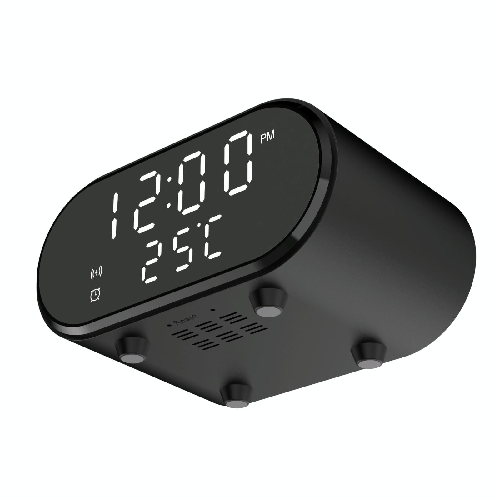15W Wireless Charger With Mirror & Clock - Black – Factory Direct Shop