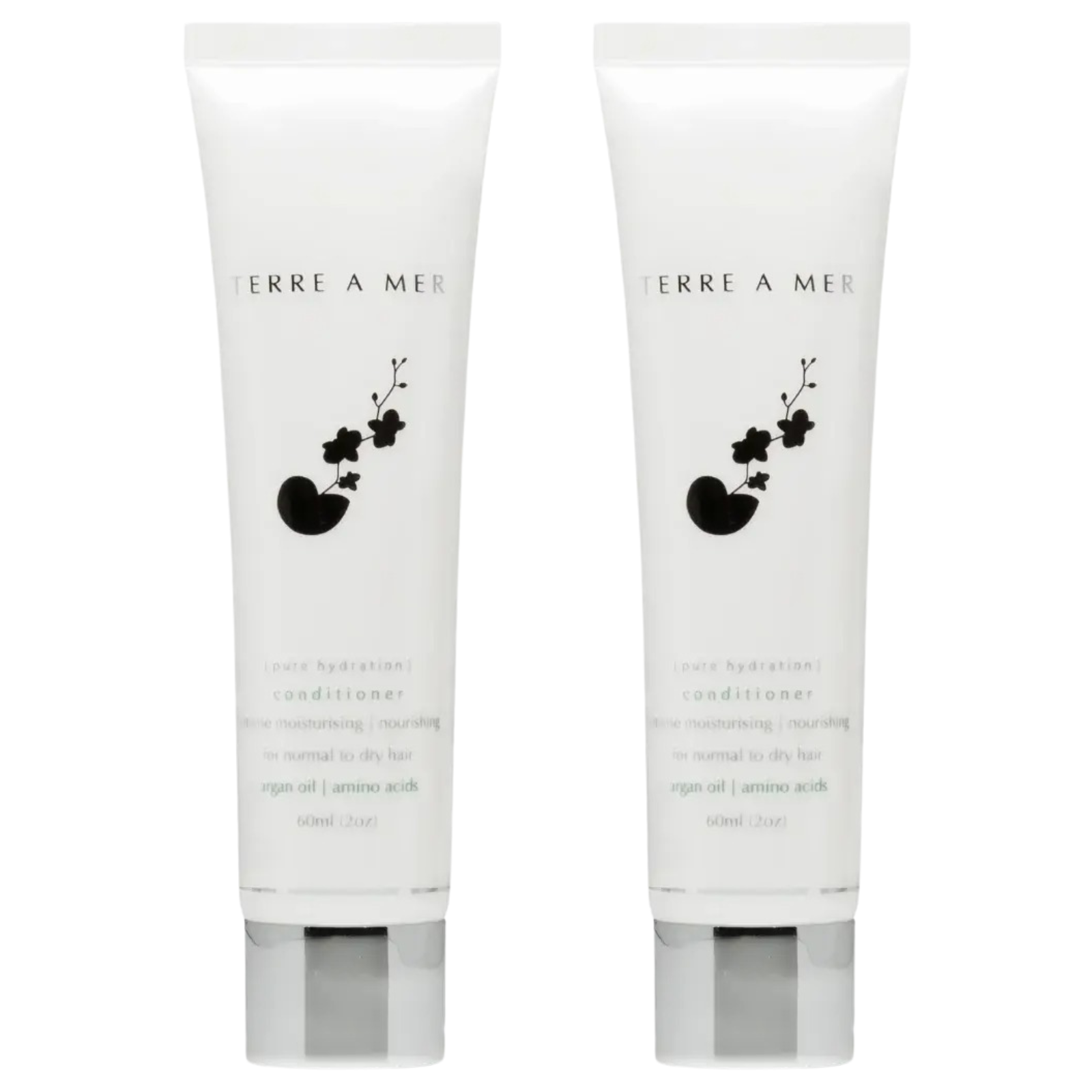 2x Terre A Mer Pure Hydration Amino Acid/Argan Conditioner - 60ml Trav ...