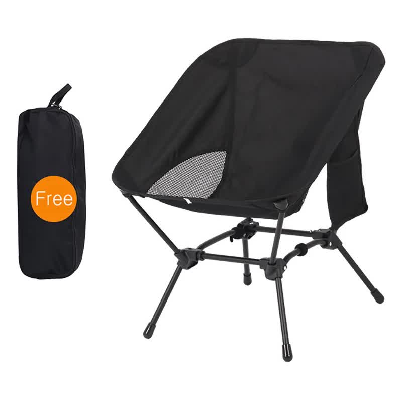 Black Portable Lightweight Folding Beach Chair - Compact Fishing Chair ...