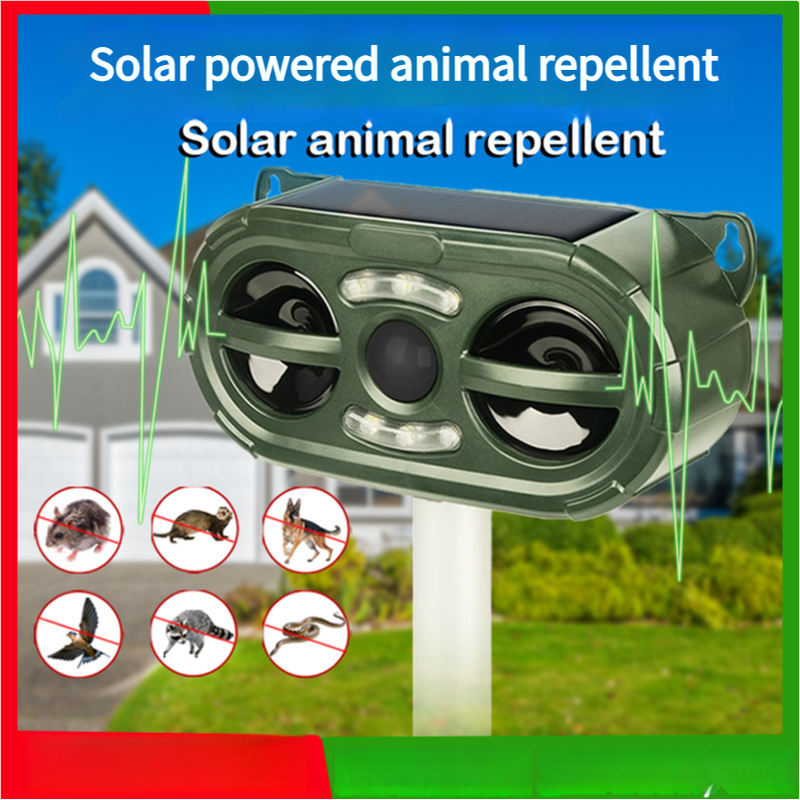 Solar-Powered Ultrasonic Animal Repellent - Outdoor, Waterproof Pest D ...
