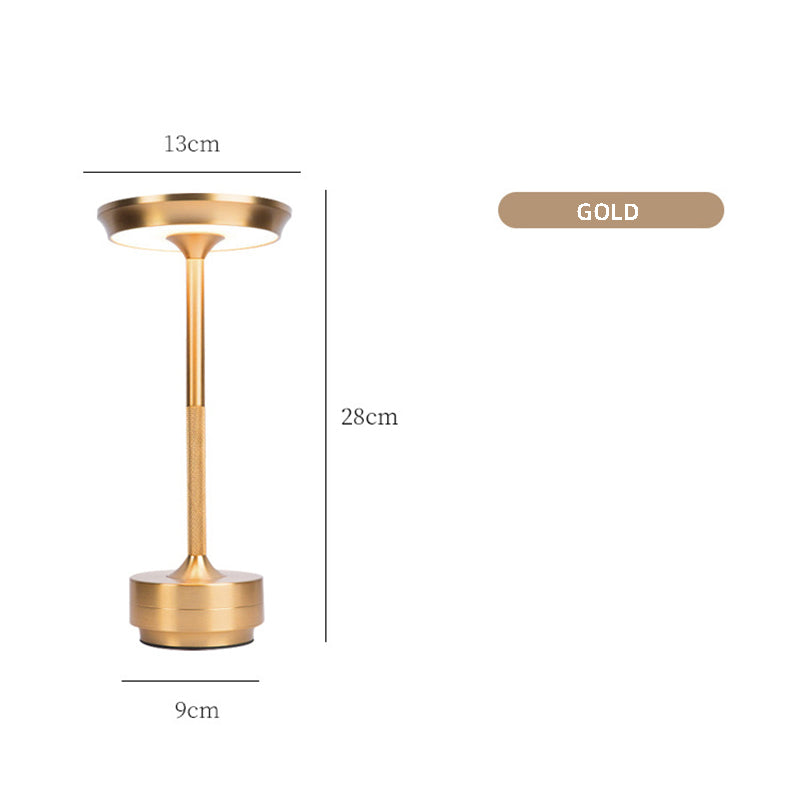 Gold Elegant Aluminum Alloy Rechargeable LED Touch Lamp - 3-Color Dimm ...