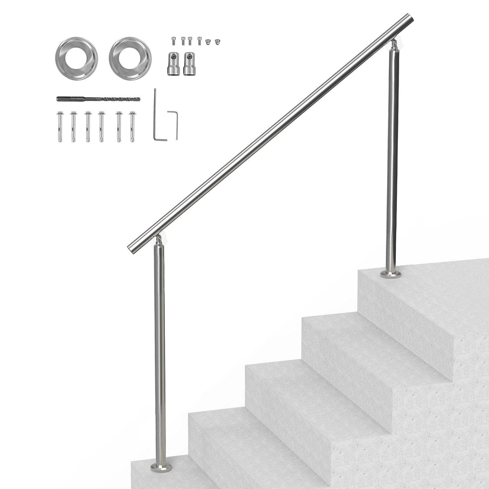 Handrails for Outdoor Steps, 59 in/ 150cm Length Stair Hand Rail Kit ...