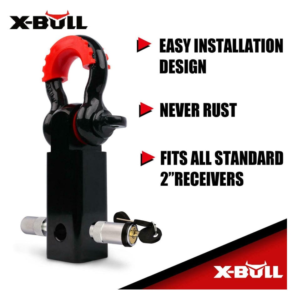 X-BULL 4X4 Hitch Receiver 5T Recovery Receiver with Bow Shackle Tow Ba ...