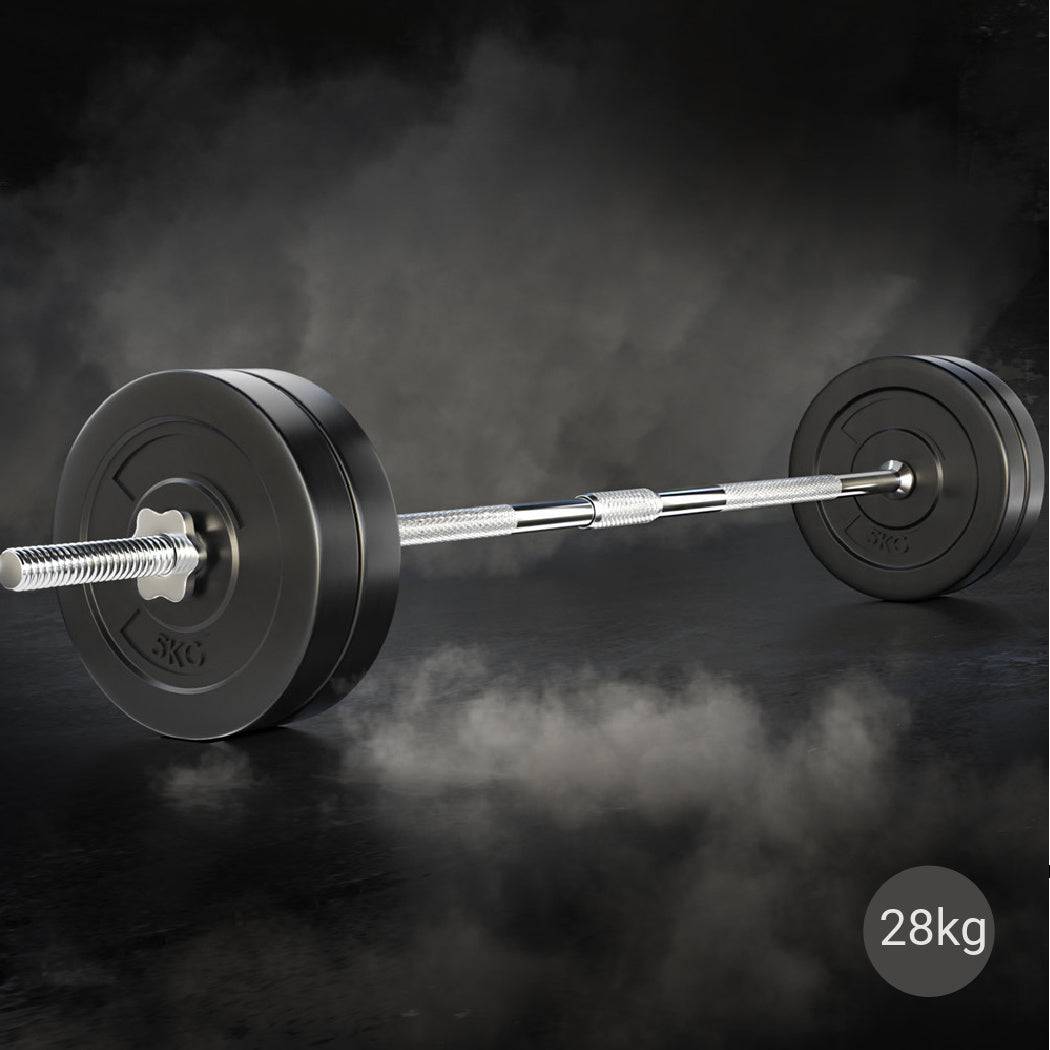 Everfit 28kg Barbell Set Weight Plates Bar Lifting Bench 168cm ...