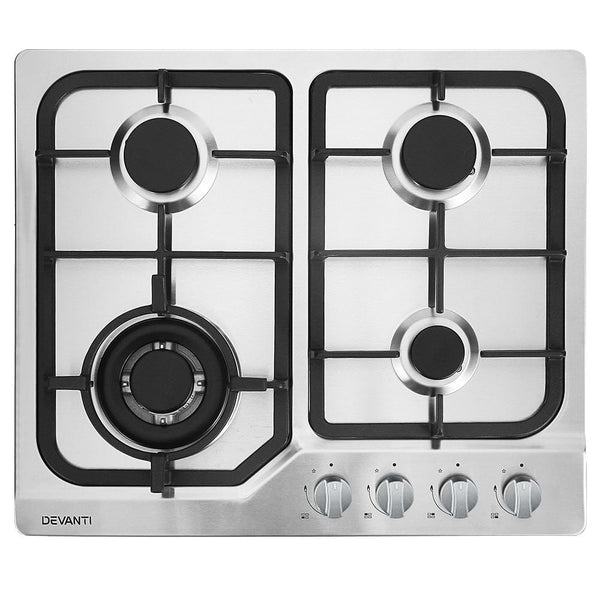 Devanti Gas Cooktop 60cm Gas Stove Cooker 4 Burner Cook Top Konbs NG L ...
