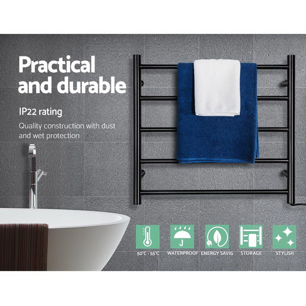 Devanti Heated Towel Rail Electric Warmer Heater Rails Holder Rack Wal ...
