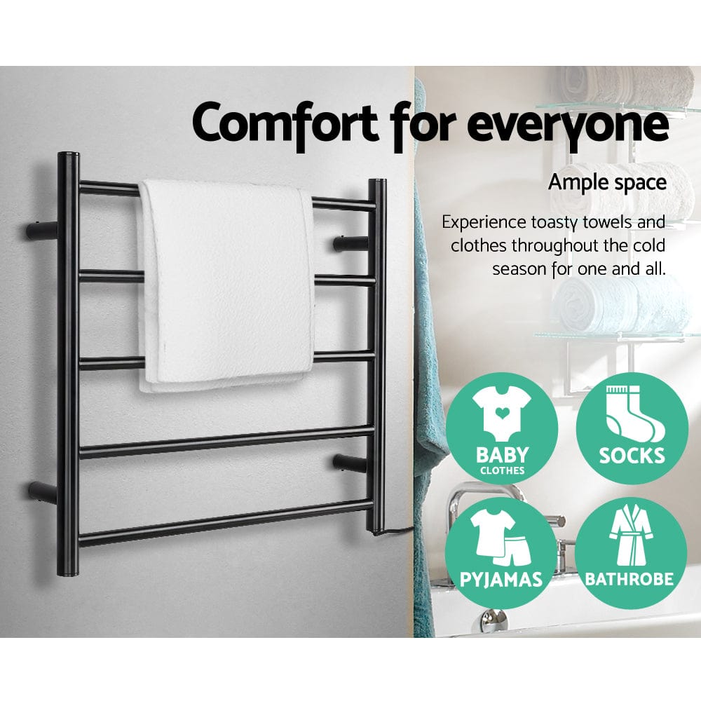 Devanti Heated Towel Rail Electric Warmer Heater Rails Holder Rack Wal ...