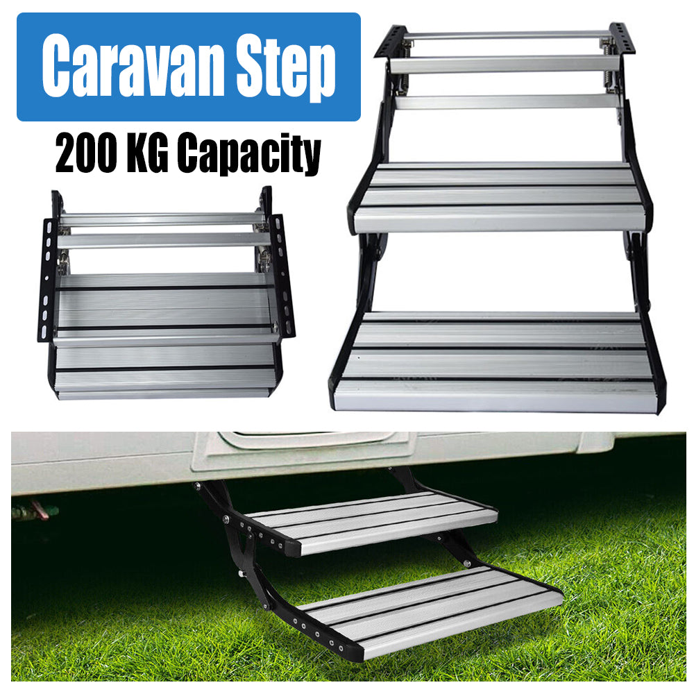 Aluminium Double Caravan Step Pull Out Folding Steps For Road RV Campe ...