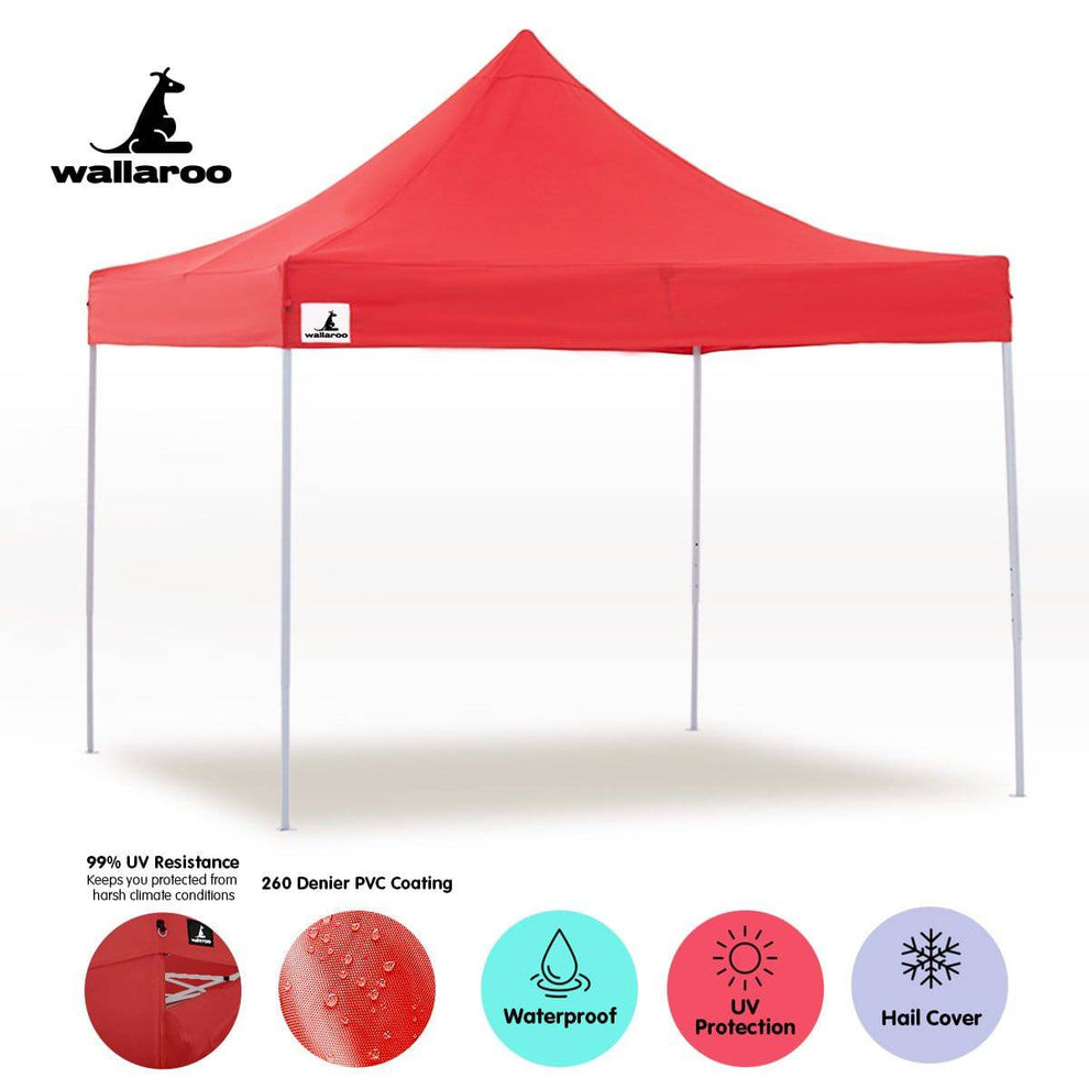 Gazebo Marquee 3x3 PopUp Outdoor Wallaroo-Red – Factory Direct Shop